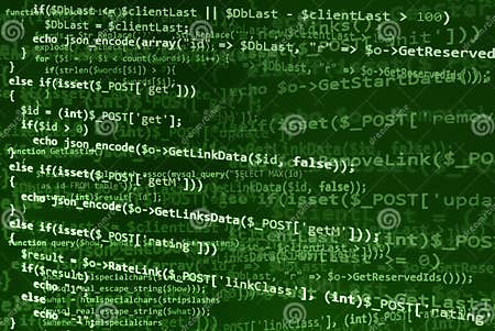 Programming Code on Green Screen, Green Text Stock Image - Image of ...