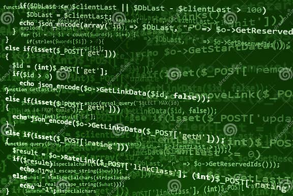 Programming Code on Green Screen, Green Text Stock Image - Image of ...