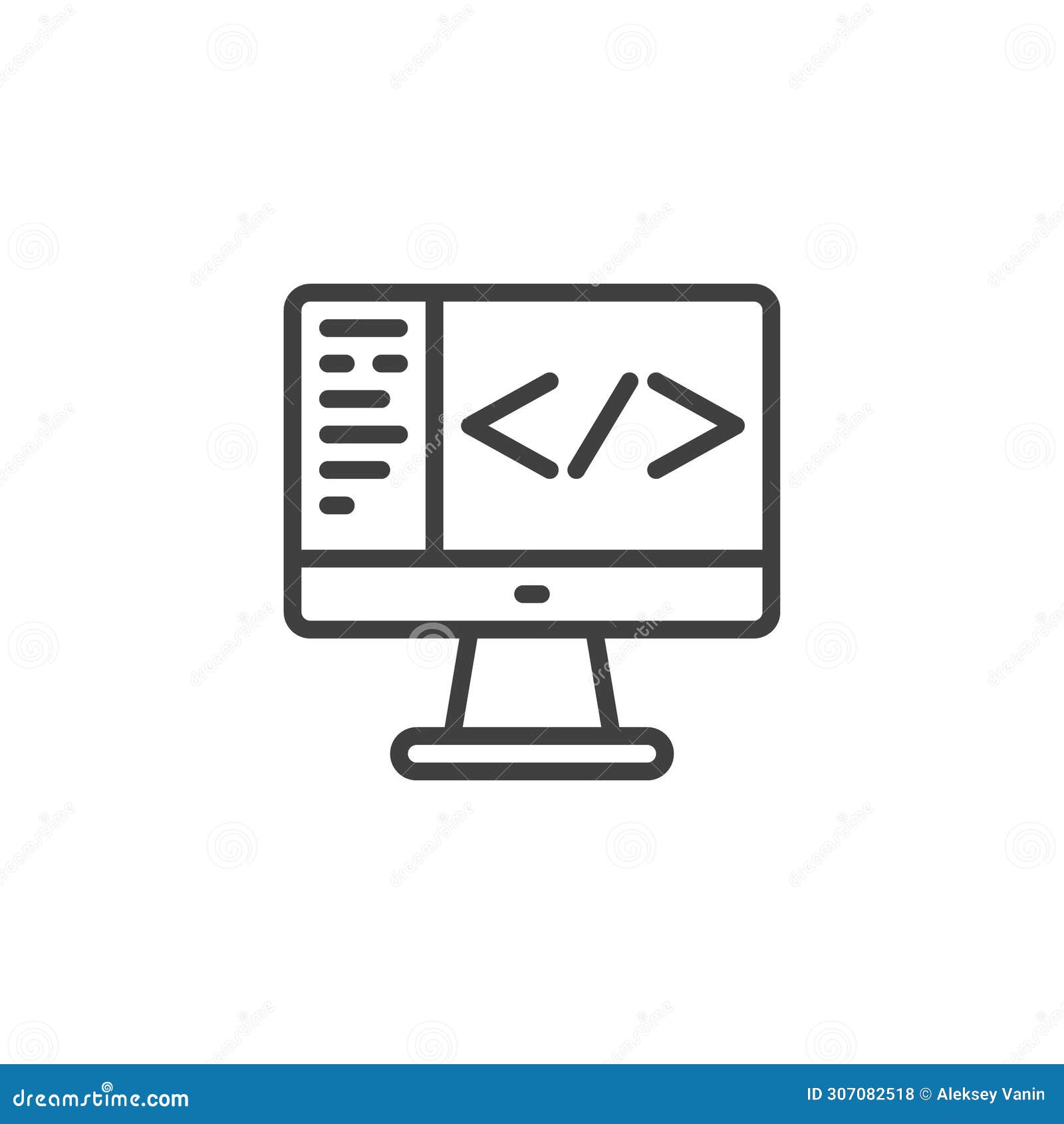 Programming Code line icon stock vector. Illustration of pixel - 307082518