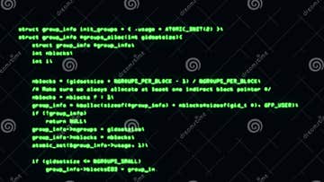 Programming Code Running Down a Computer Screen Terminal. 3d ...