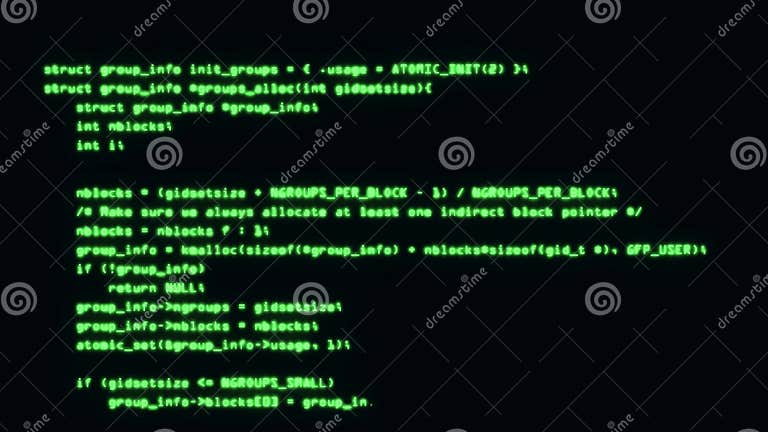 Programming Code Running Down a Computer Screen Terminal. 3d ...