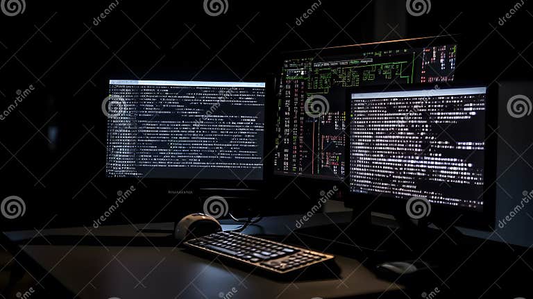 Programming Code Screen Monitor Technology Generative AI Stock ...