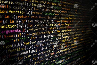 Programming Code Screen of Software Developer. Computer Stock Image ...