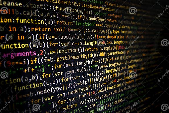 Programming Code Screen of Software Developer. Computer Stock Image ...