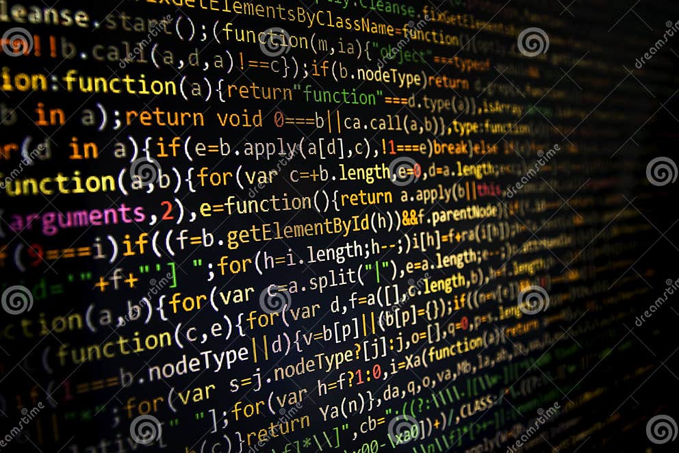 Programming Code Screen of Software Developer. Computer Stock Image ...