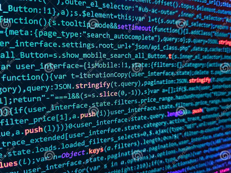 Programming Code Screen of Software Developer. Javascript Code in ...