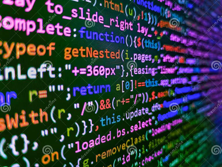 Programming Code Screen of Software Developer. Screenshot with Random Parts of Program Code ...