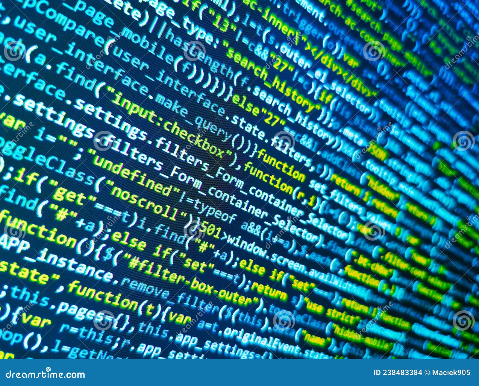 Programming Code Screen Of Software Developer Vignette Light And Dark Shadow Dramatic Effect
