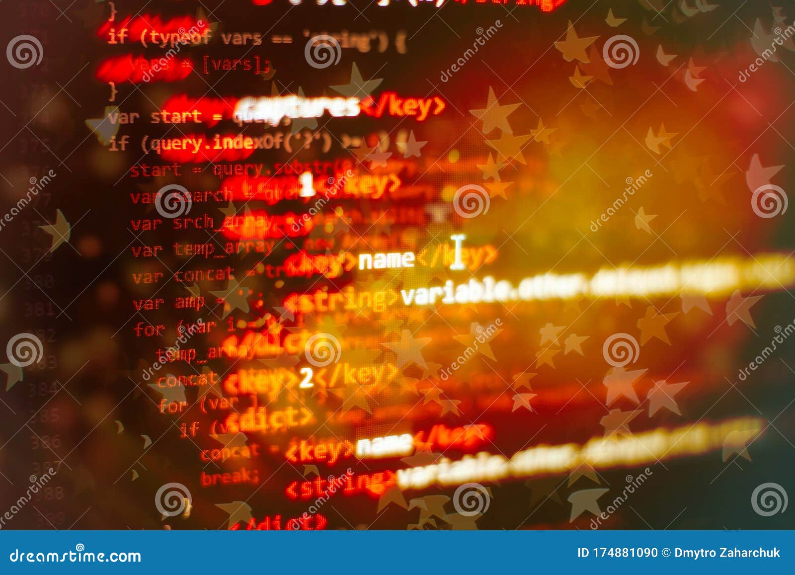 Programming Code Screen of Software Developer. Software Programming Work Time Stock Photo ...