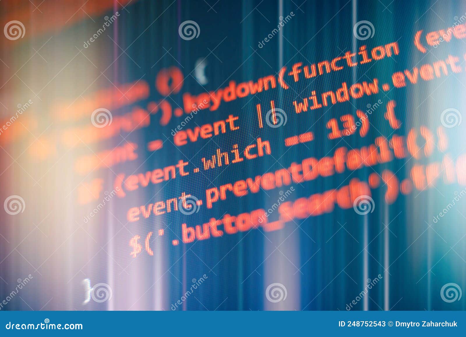 Programming Code Screen Of Software Developer Software Programming Work Time Stock Image