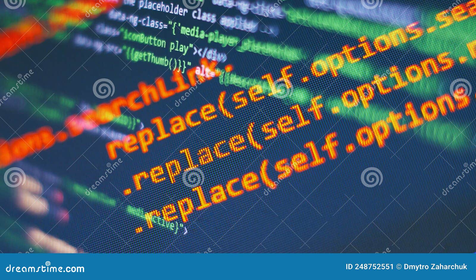 Programming Code Screen Of Software Developer Software Programming Work Time Stock Image