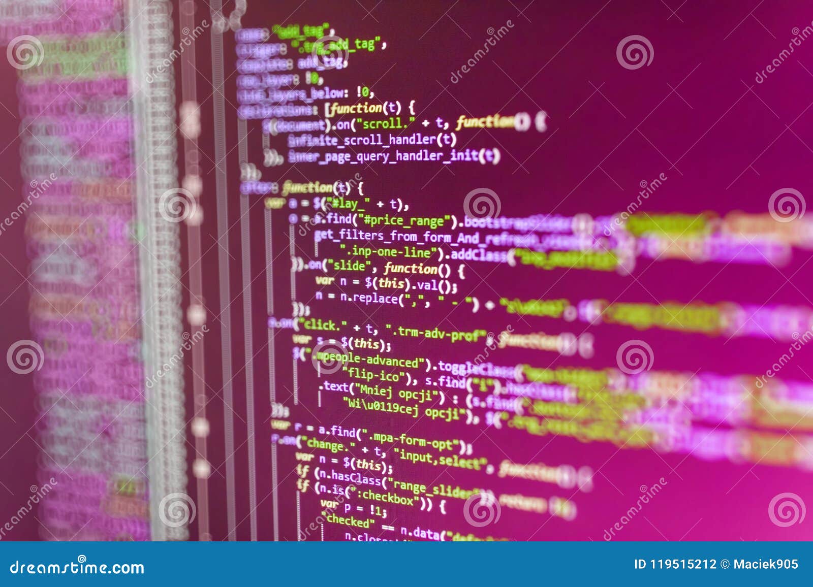 Screen of Web Developing Javascript Code. Stock Photo - Image of html ...
