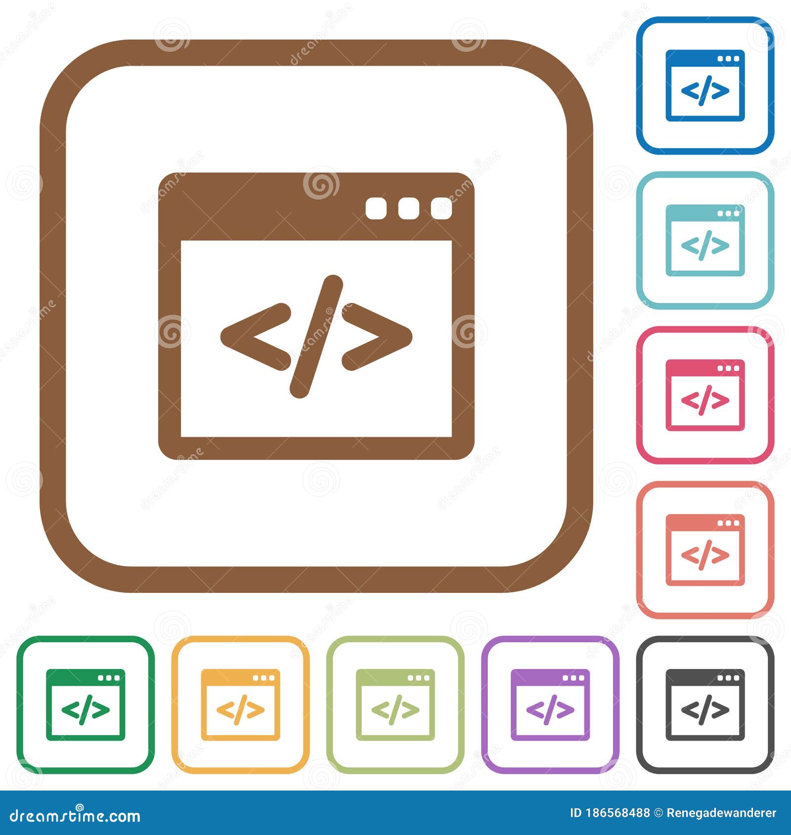 Programming Code Simple Icons Stock Vector - Illustration of frames ...