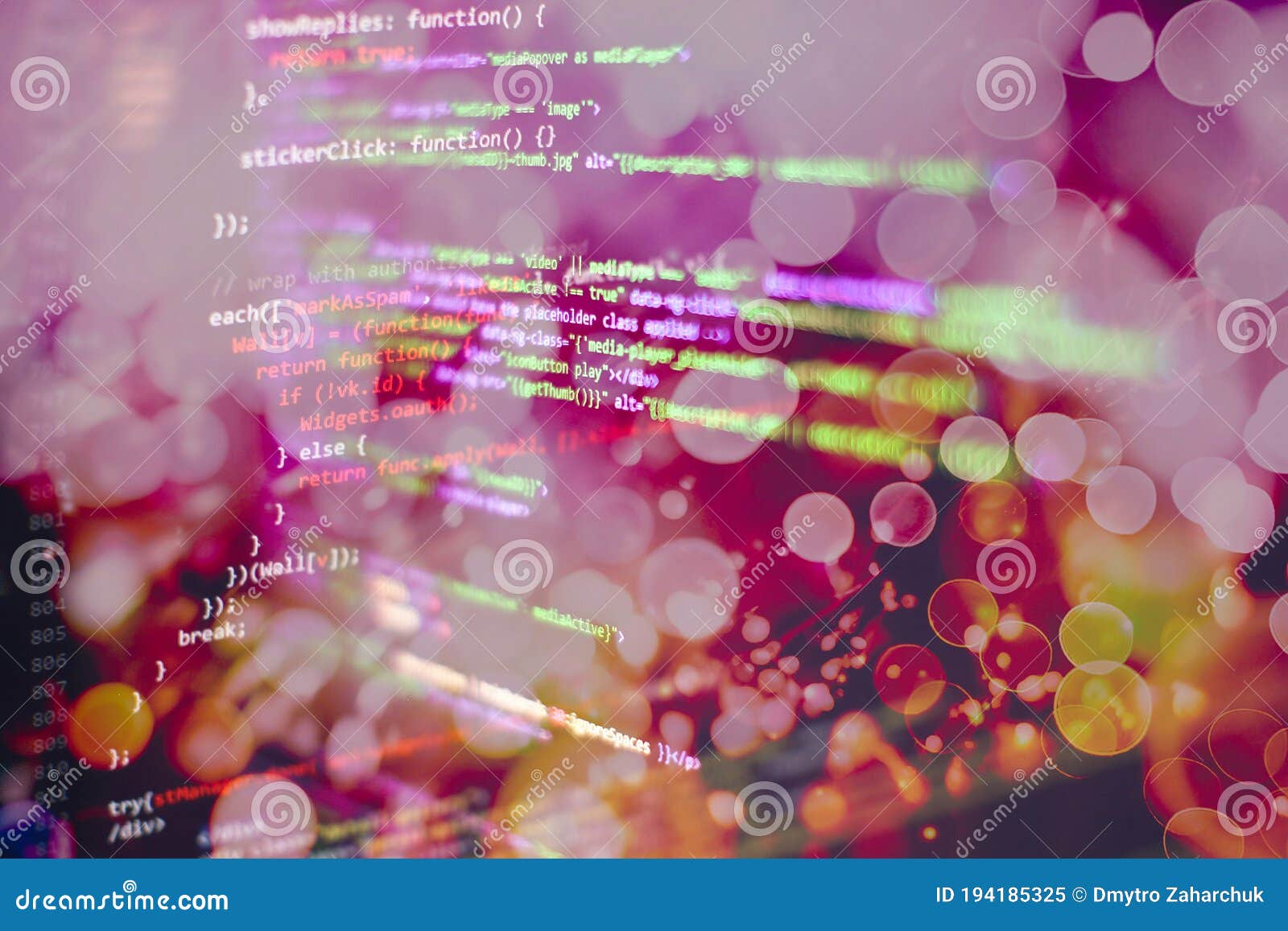 Programming Code Typing. Source Code Close-up. Programmer Working on Computer Screen. Real ...