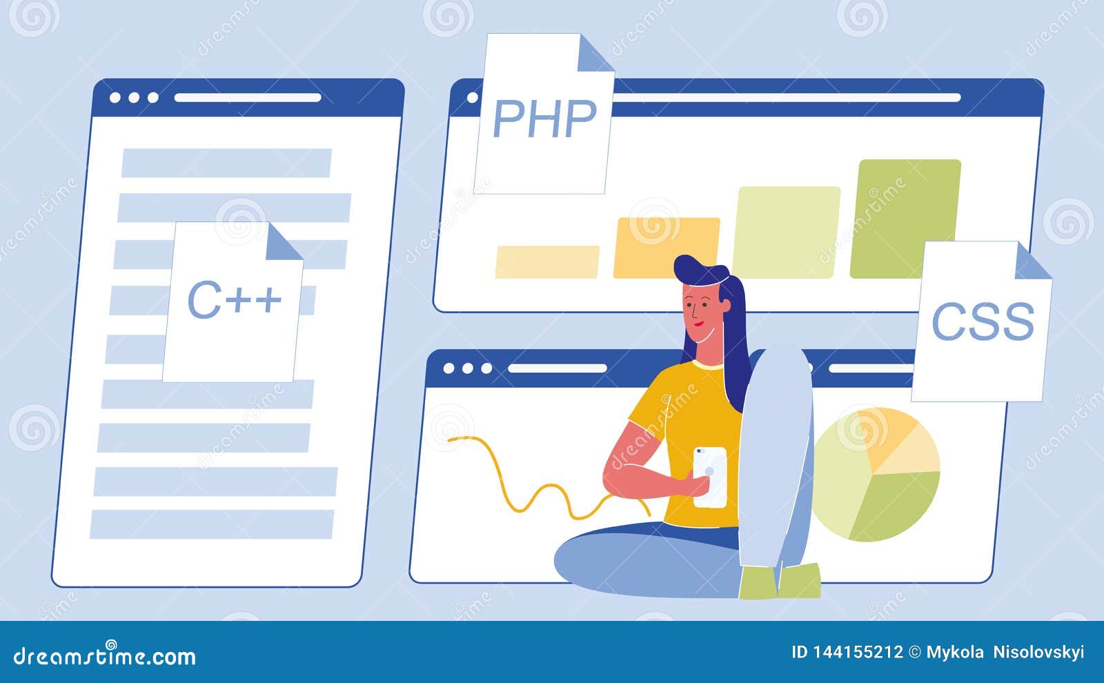 Programming, Coding Cartoon Vector Illustration Stock Vector ...