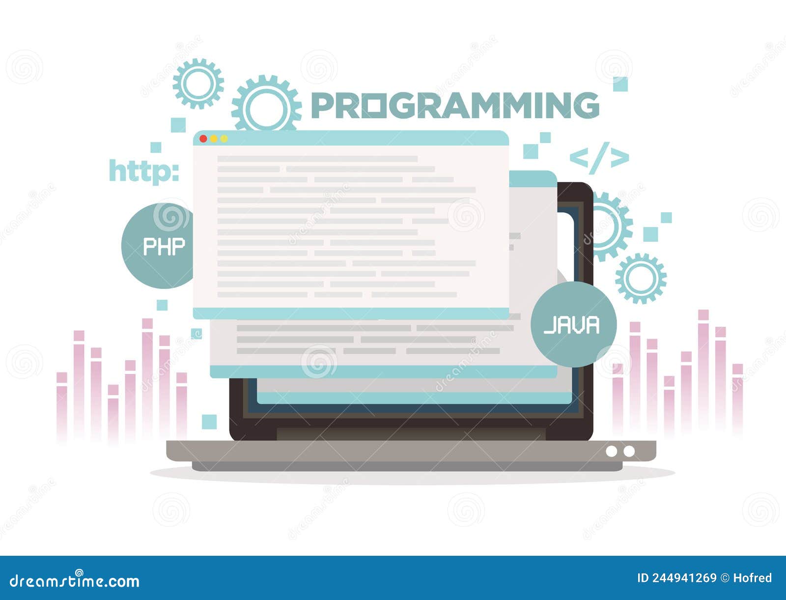 Programming and Coding Concept with Laptop Computer Stock Vector ...