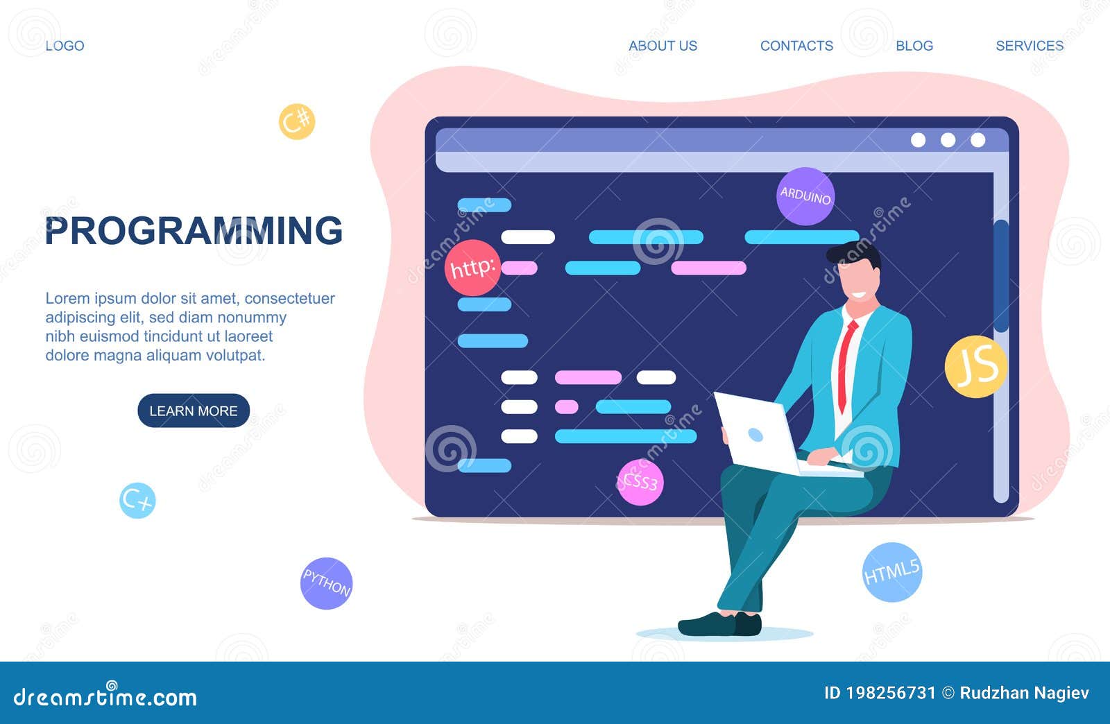 Programming or Coding Concept Stock Vector - Illustration of interface ...