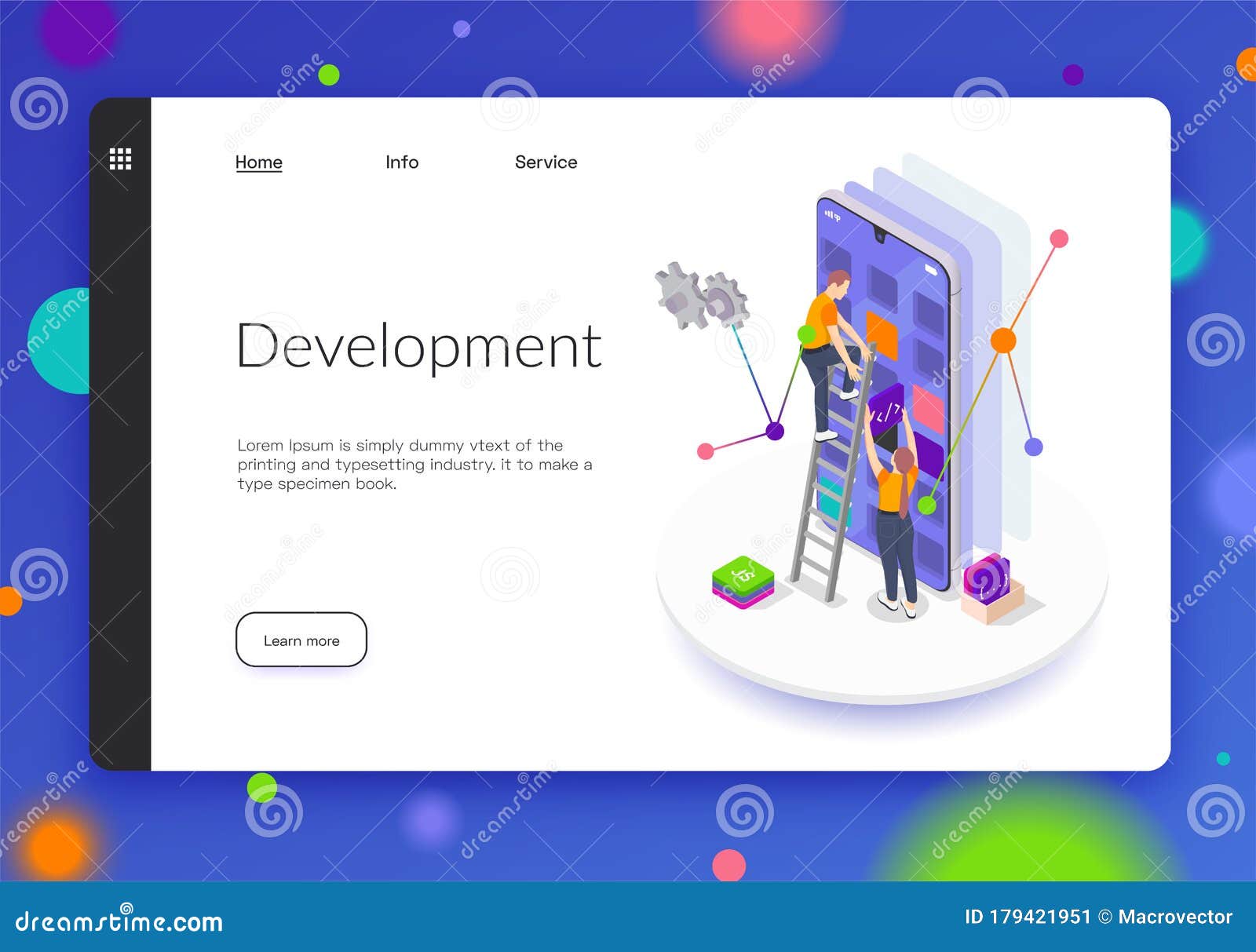 Programming Coding Development Isometric Banner Stock Vector