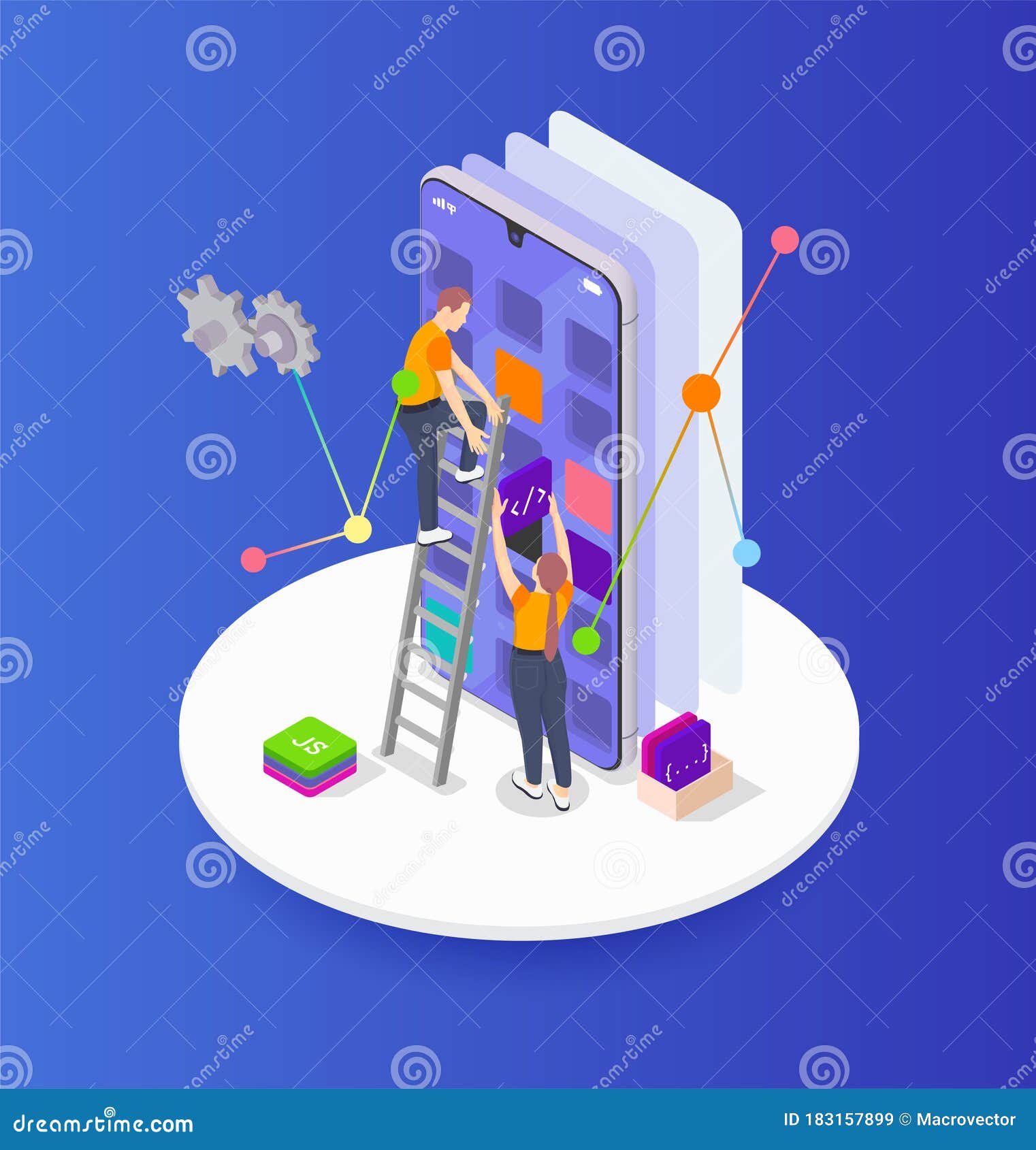 Programming Coding Development Isometric Composition Stock Illustration - Illustration of ...