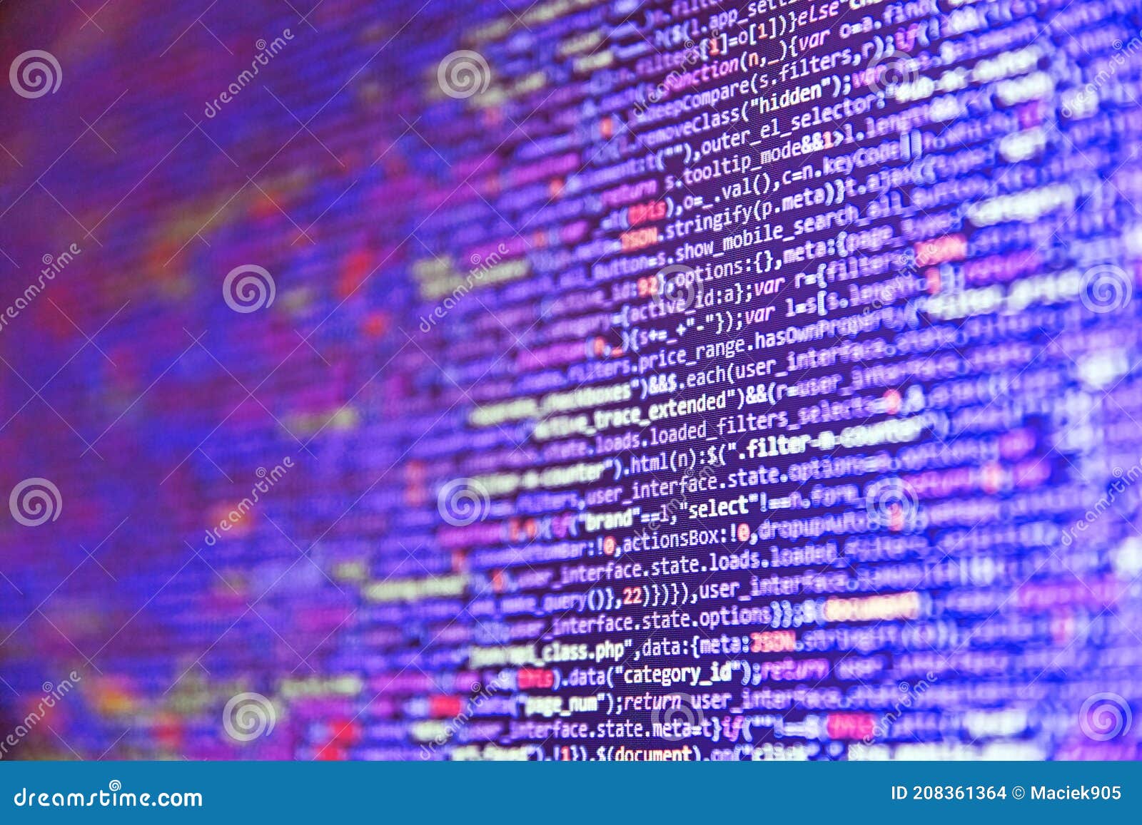 Programming Coding With Editor Colorful Themes Abstract Program Code On Computer Screen