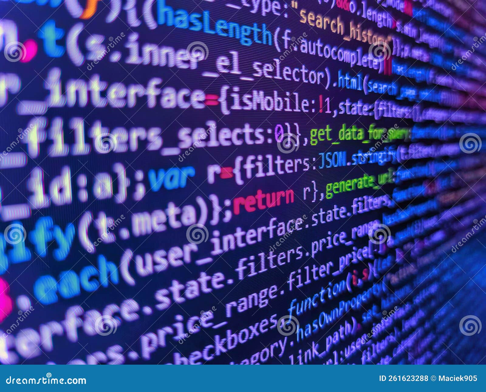 Programming Coding With Editor Colorful Themes Coding Programmer Abstract Background Stock