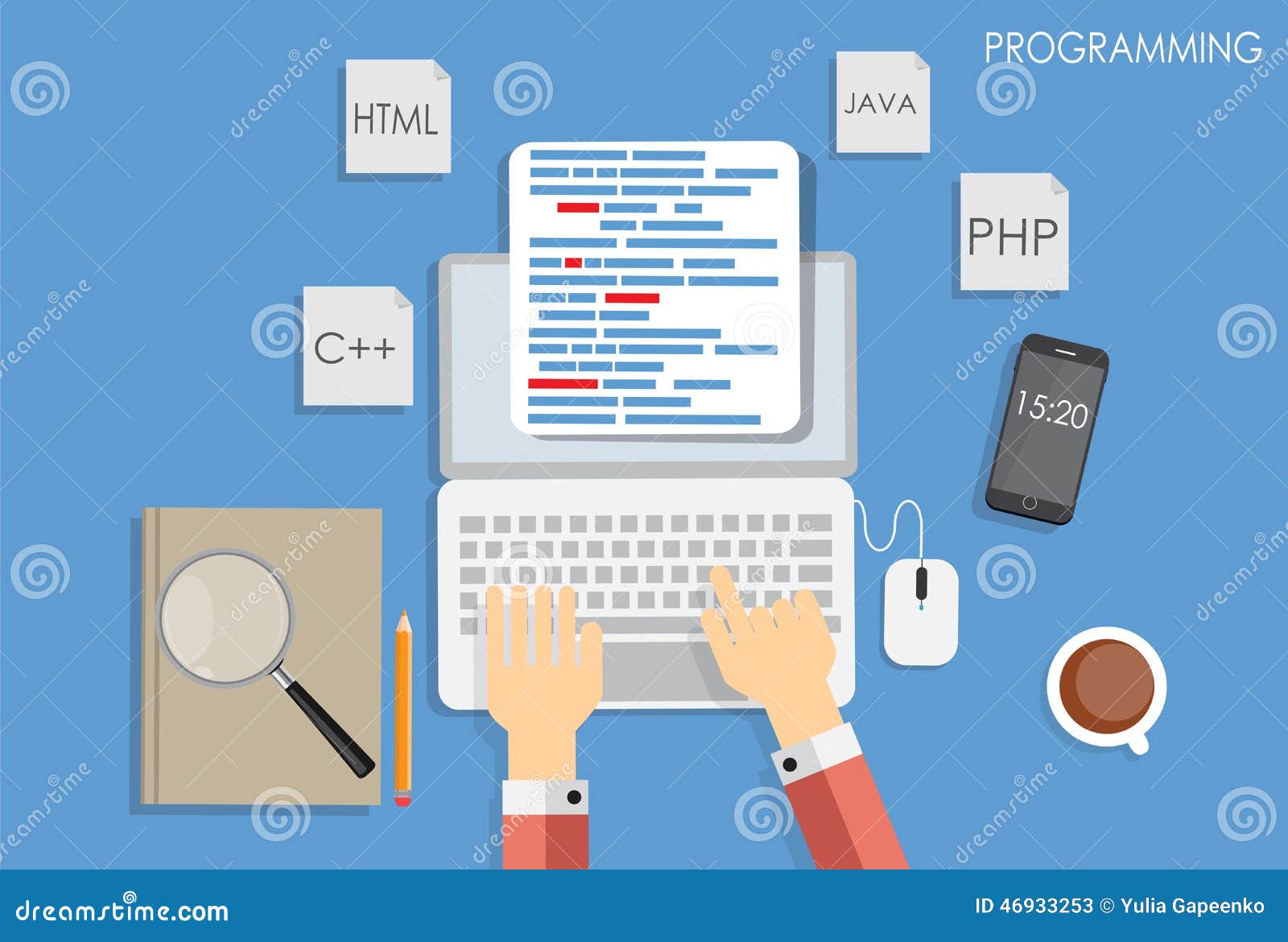 Programming Coding Flat Concept Vector Stock Vector Illustration Of