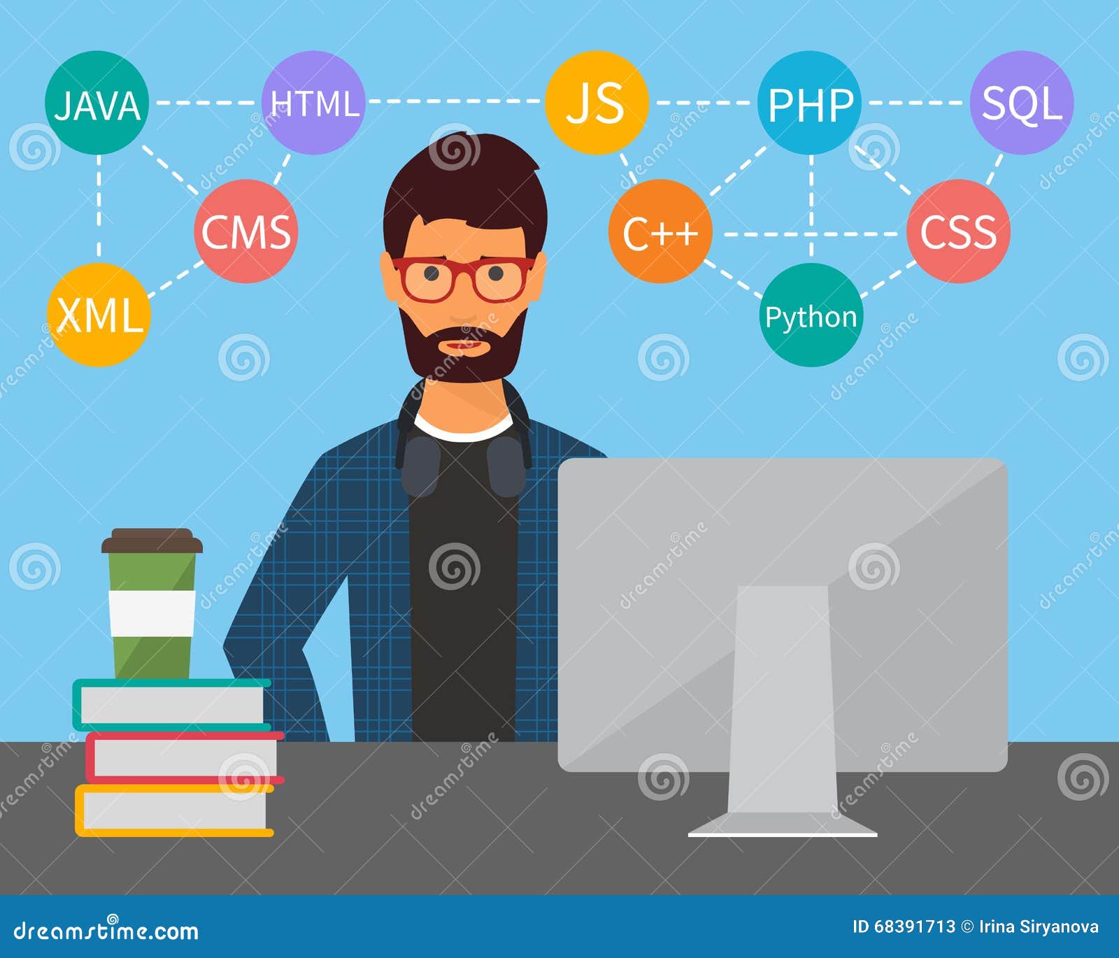 Programming and Coding. Flat Vector Stock Vector - Illustration of ...
