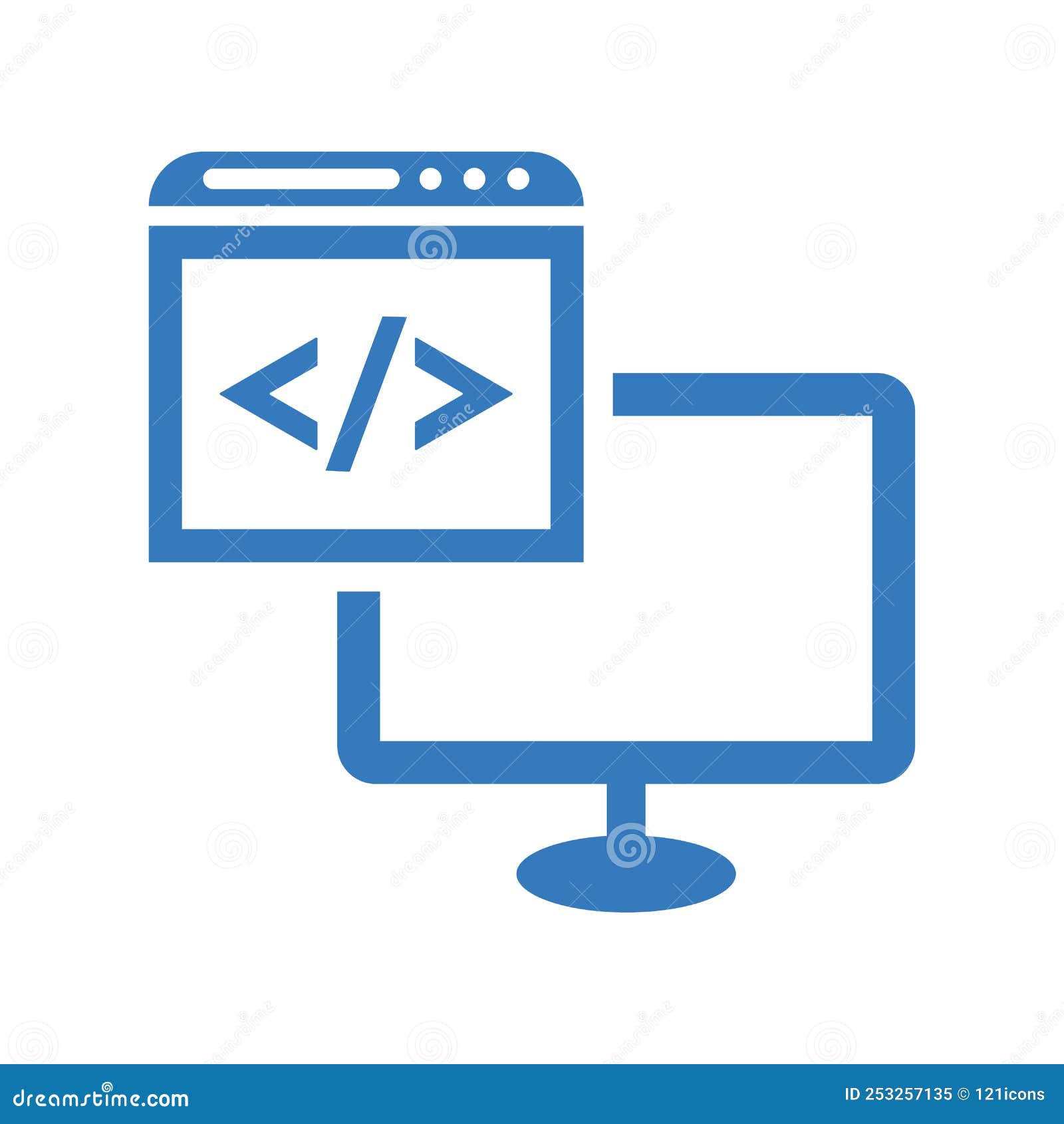 Programming, Coding Icon. Blue Color Vector Symbol Stock Illustration ...