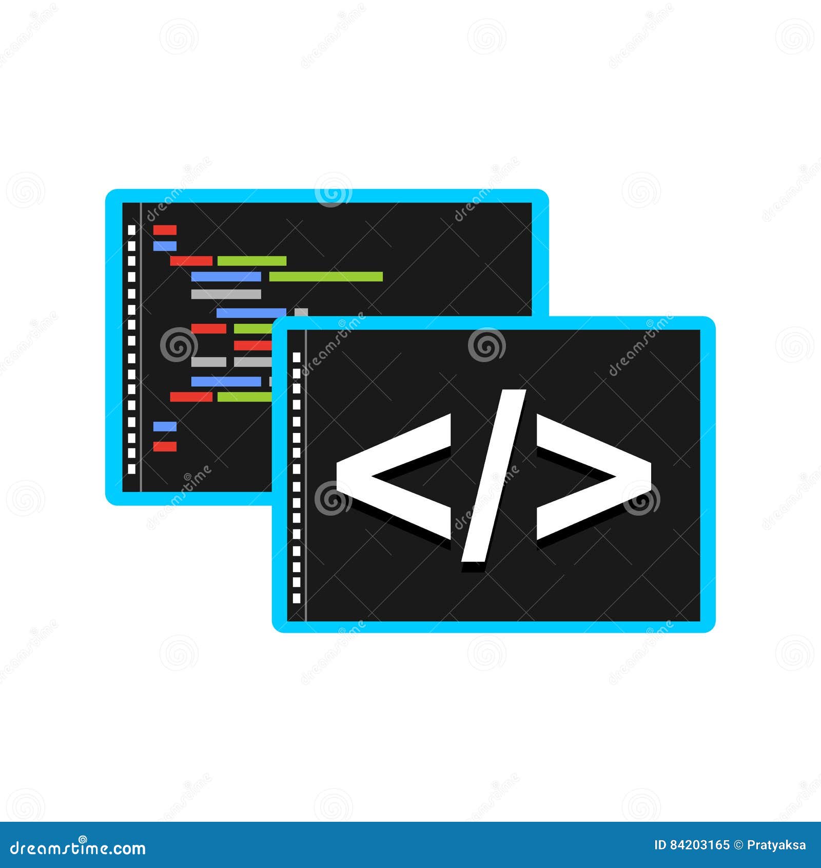 Programming Or Coding Icon Programming Editor Symbol Stock Vector