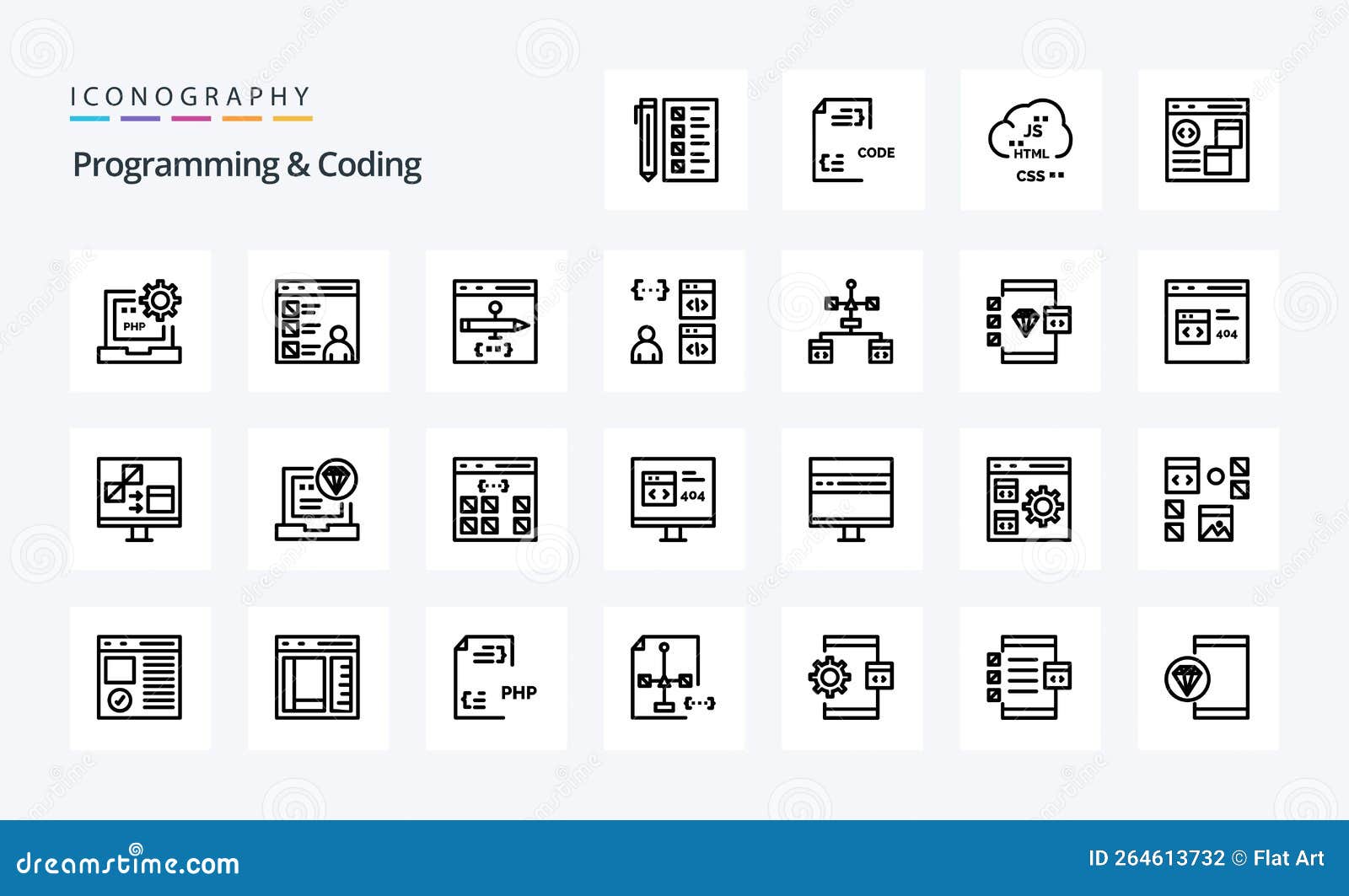 25 Programming And Coding Line Icon Pack Stock Vector Illustration Of Coding Cloud 264613732