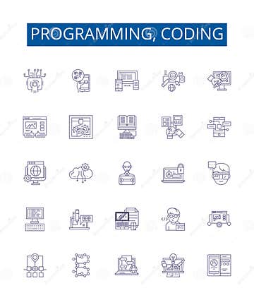 Programming, Coding Line Icons Signs Set. Design Collection of ...