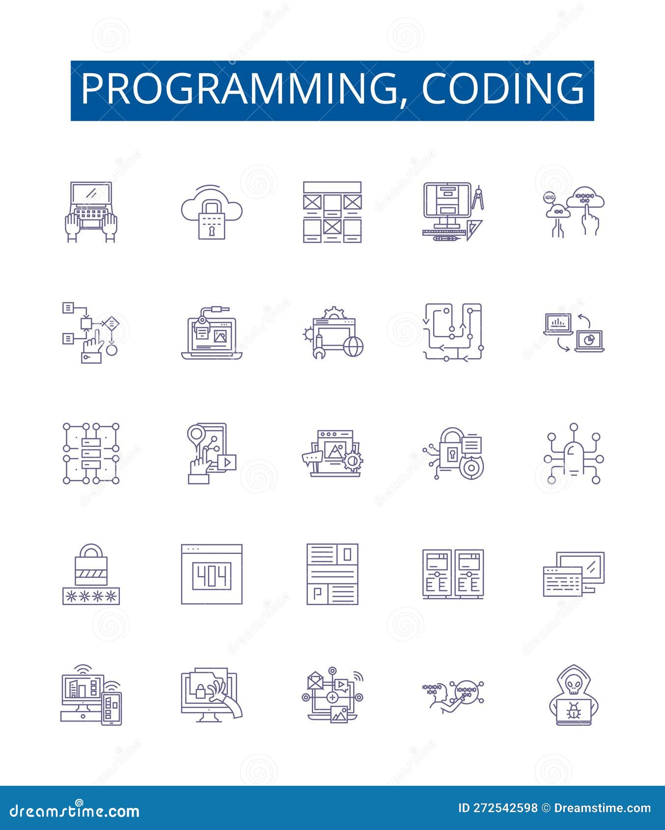 Programming Coding Line Icons Signs Set Design Collection Of Programming Coding Software