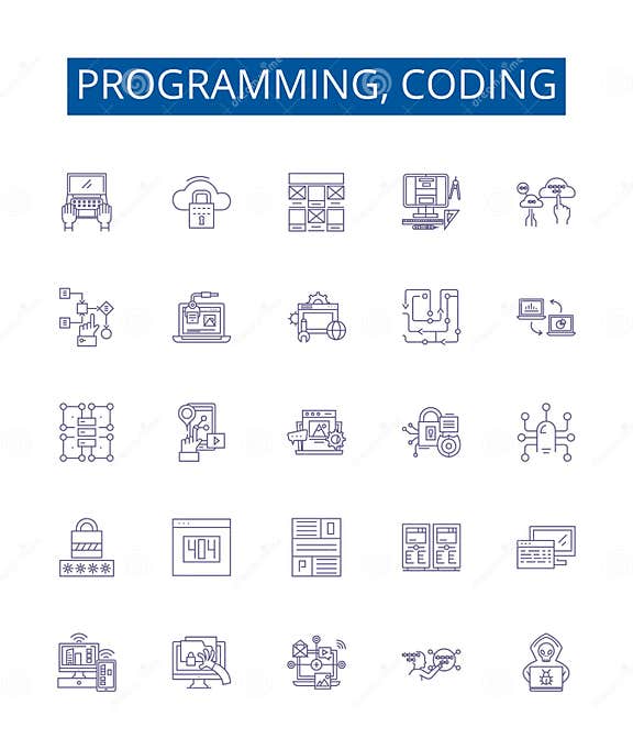 Programming, Coding Line Icons Signs Set. Design Collection of ...
