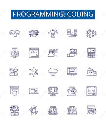Programming, Coding Line Icons Signs Set. Design Collection of ...