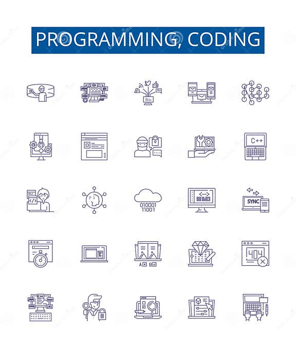 Programming, Coding Line Icons Signs Set. Design Collection of Programming, Coding, Software ...