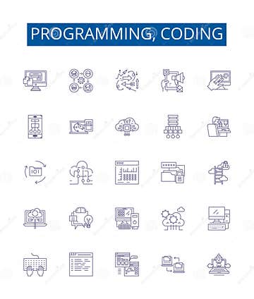 Programming, Coding Line Icons Signs Set. Design Collection of ...