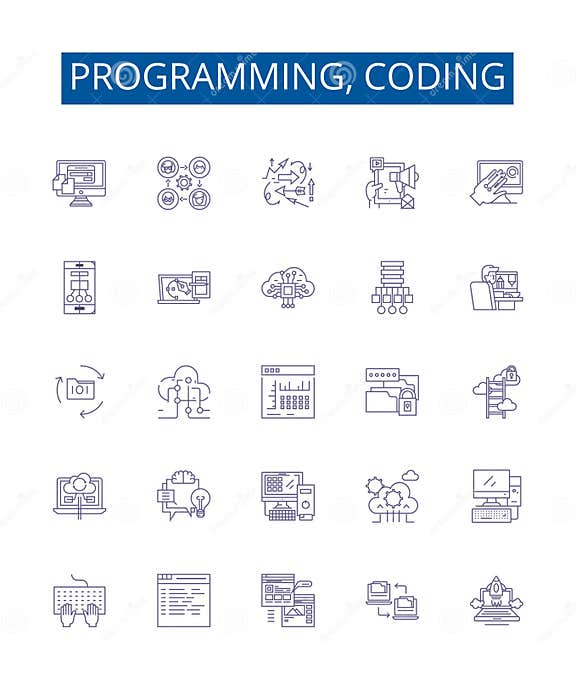 Programming, Coding Line Icons Signs Set. Design Collection of ...