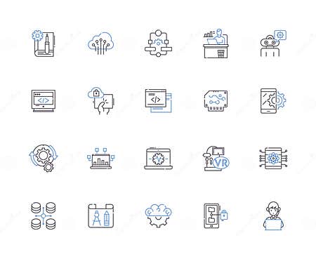 Programming Coding Outline Icons Collection. Coding, Programming, Scripting, Compiling ...