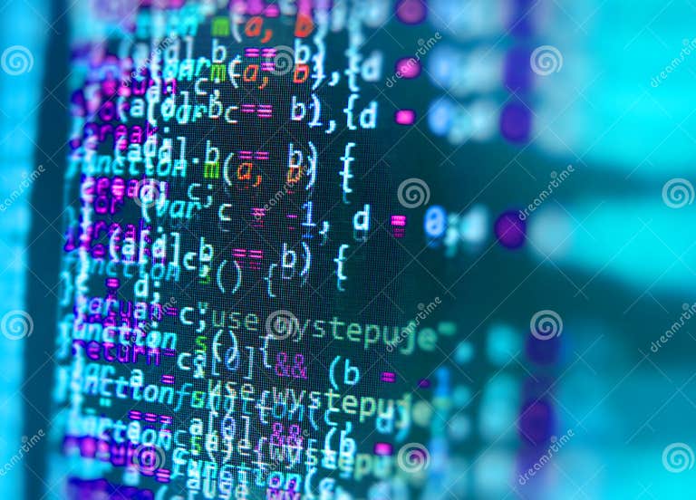 Programming Coding Source Code Screen. Stock Photo - Image of assembly, blue: 52209580