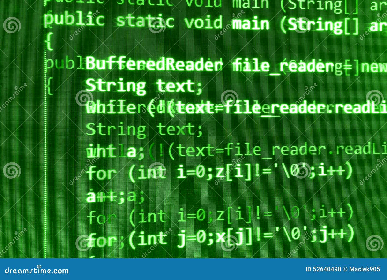 Programming Coding Source Code Screen. Stock Photo - Image of application, byte: 52640498