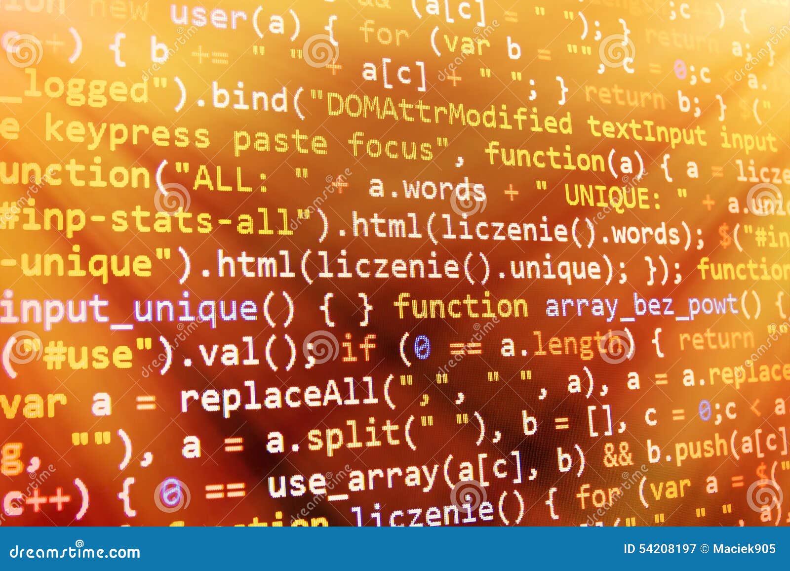 Programming Coding Source Code Screen Stock Image Image Of Ajax Application 54208197