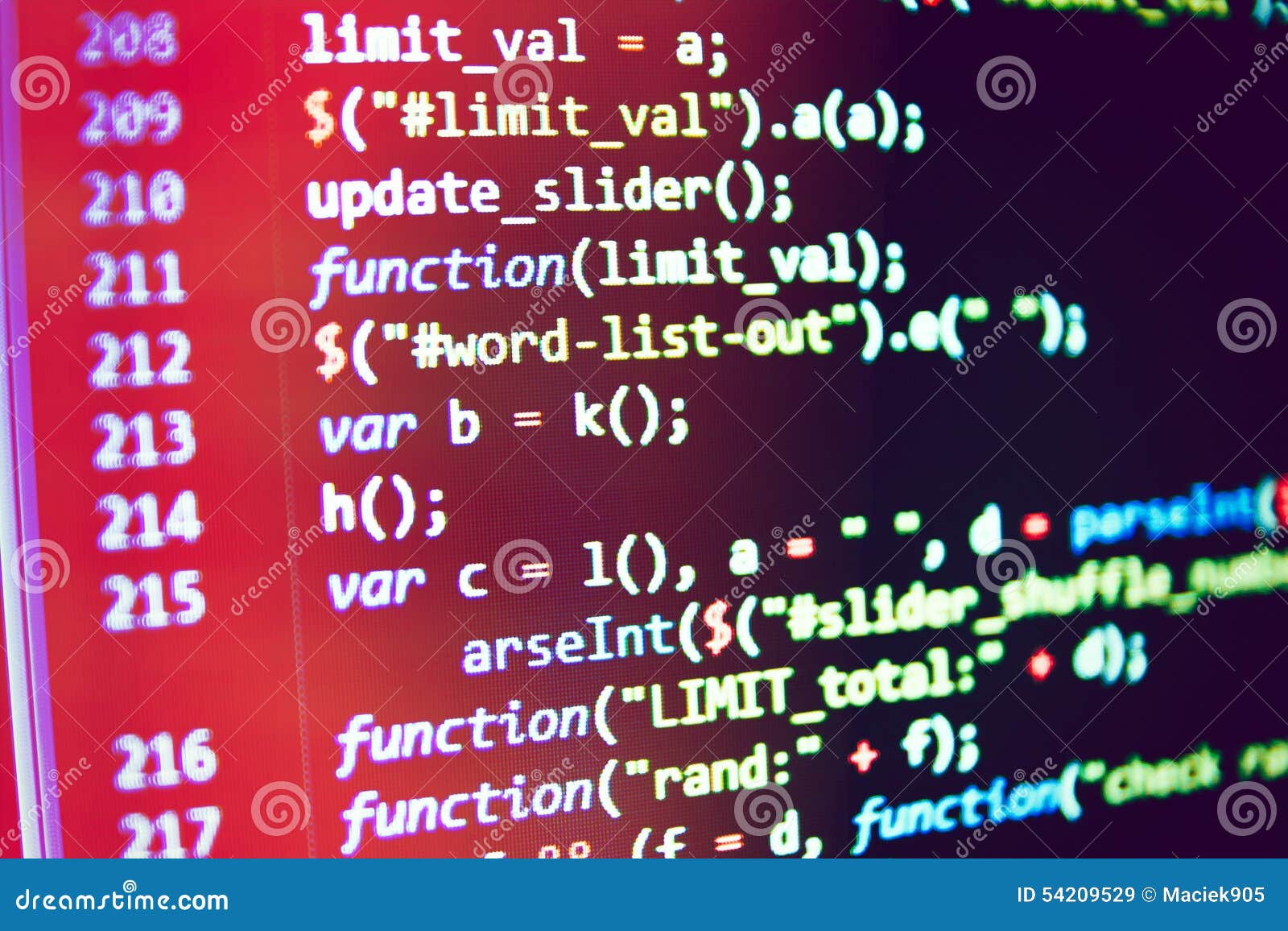 Programming Coding Source Code Screen. Stock Image - Image of developer, color: 54209529