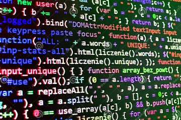 Programming Coding Source Code Screen. Stock Image - Image of global ...
