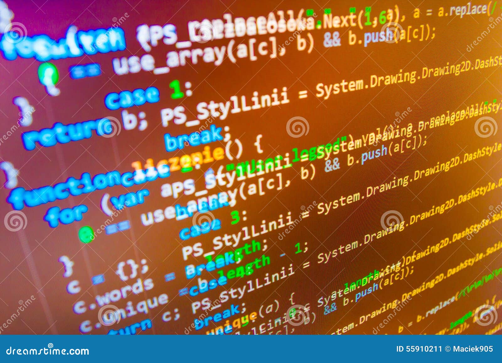 Programming Coding Source Code Screen. Stock Image - Image of computer ...