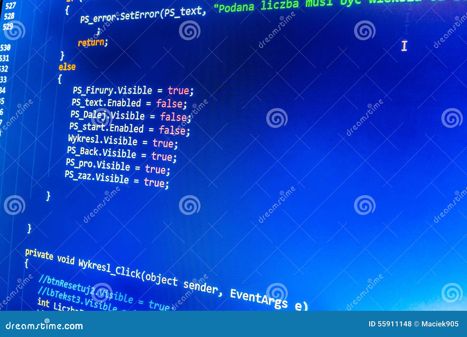 Programming Coding Source Code Screen. Stock Photo - Image of document, criminal: 55911148
