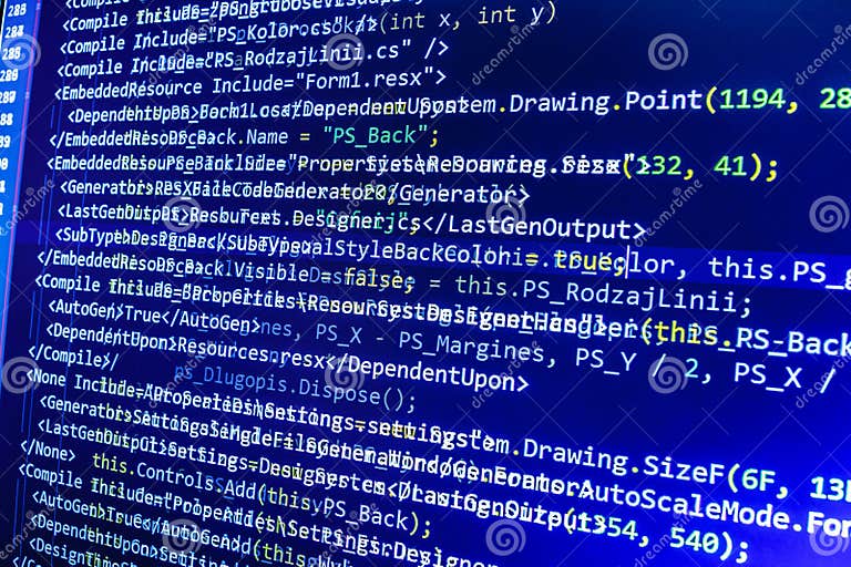 Programming Coding Source Code Screen. Stock Image - Image of ...