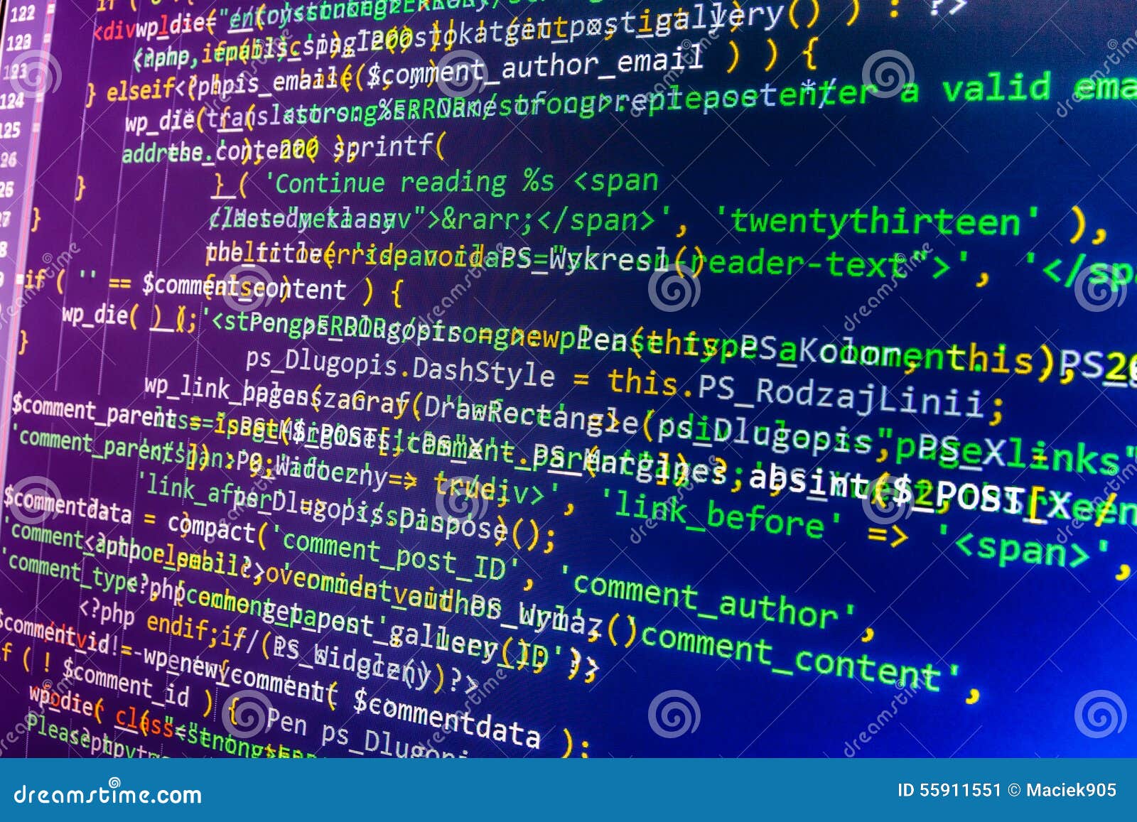 Programming Coding Source Code Screen. Stock Illustration ...