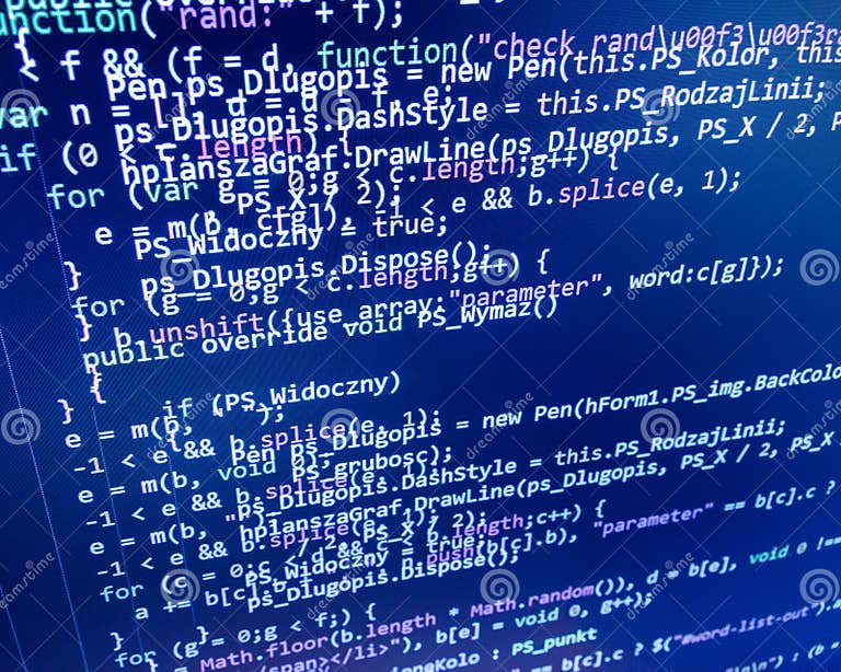 Programming Coding Source Code Screen. Stock Photo - Image of blue ...