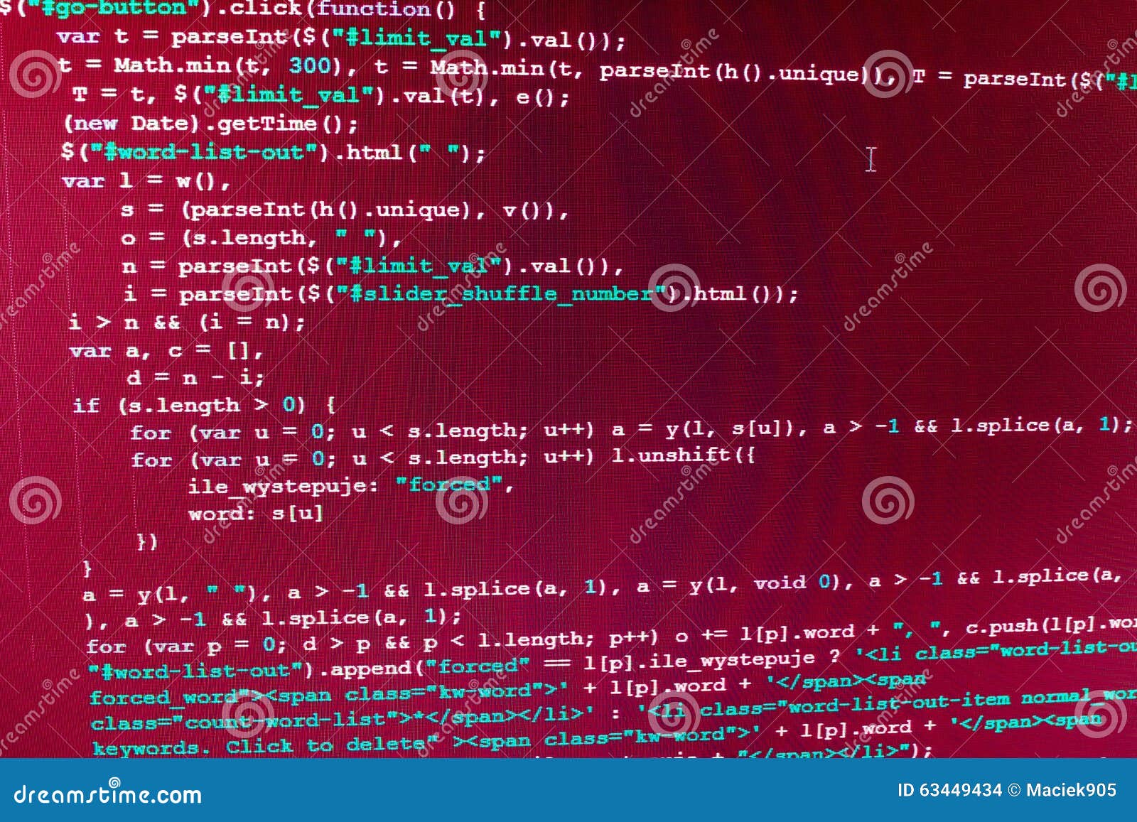 Programming Coding Source Code Screen. Stock Photo - Image of close, command: 63449434