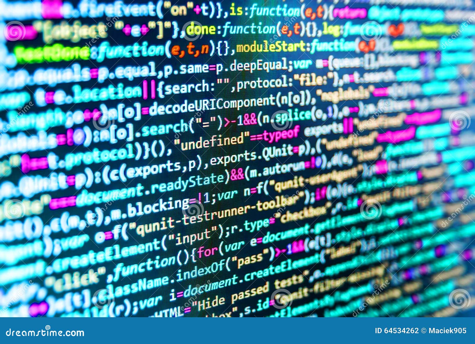 Programming Coding Source Code Screen. Stock Photo - Image of black, bits: 64534262